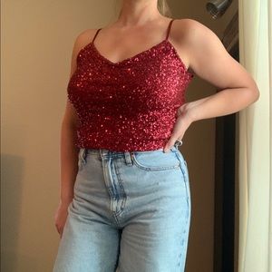 The Limited | Tops | Vintage The Limited Red Sequined Cami | Poshmark